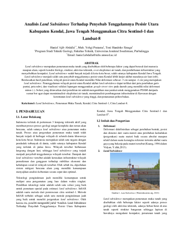 Pdf Analisis Land Subsidence Terhadap Penyebab Tenggelamnya Pesisir