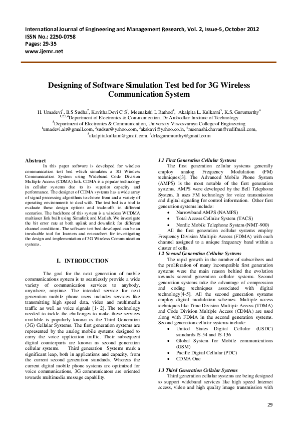 (PDF) Designing of Software Simulation Test bed for 3G Wireless ...