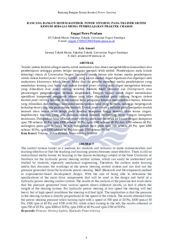 (PDF) Rancang Bangun Sistem Kontrol Power Steering Pada Trainer Sistem ...