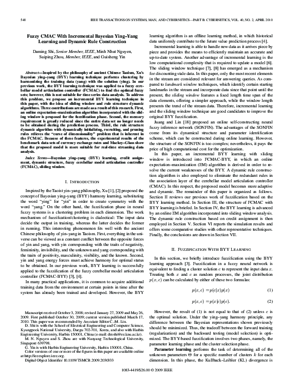 (PDF) Fuzzy CMAC With Incremental Bayesian Ying–Yang Learning and Dynamic Rule Construction