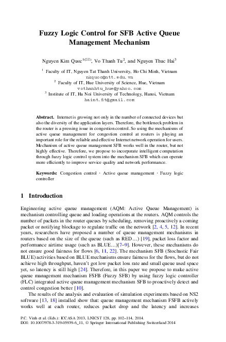(PDF) Fuzzy Logic Control for SFB Active Queue Management Mechanism