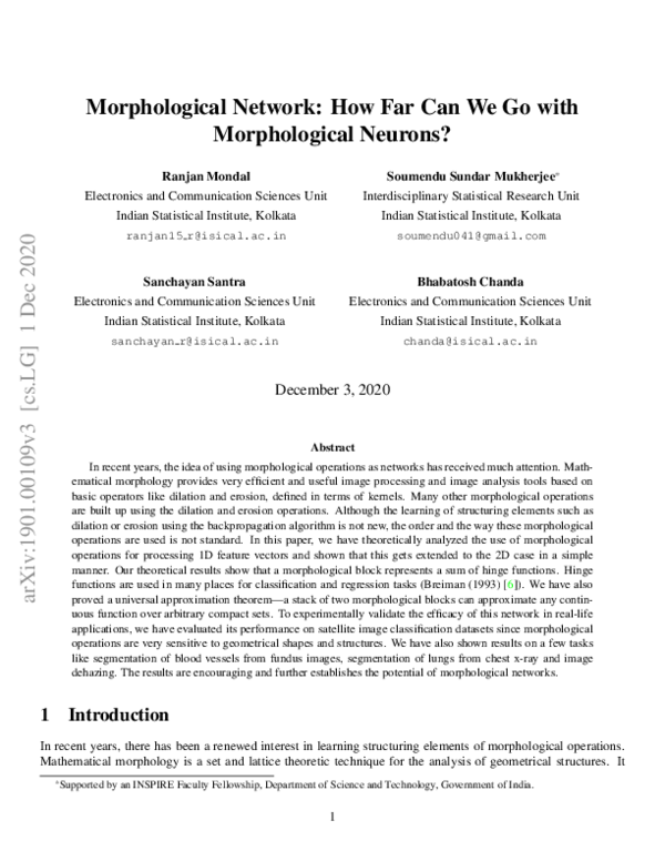 (PDF) Morphological Network: How Far Can We Go with Morphological Neurons?