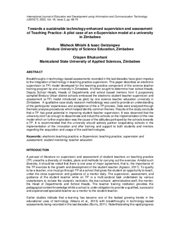 (PDF) Towards a sustainable technology-enhanced supervision and ...