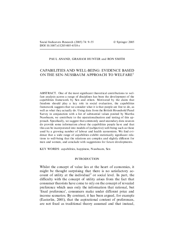 (PDF) Capabilities and Well-Being: Evidence Based on the Sen–Nussbaum ...