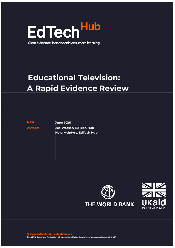(PDF) Educational Television: A Rapid Evidence Review