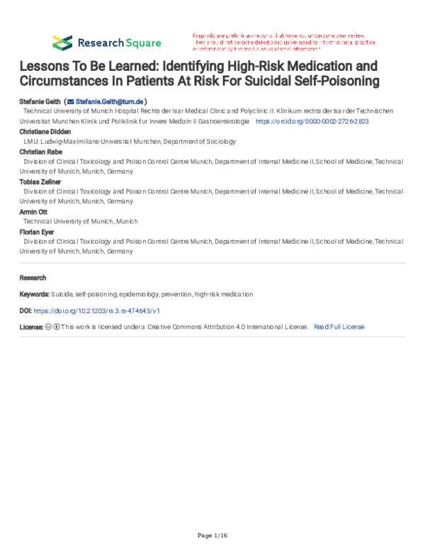 (PDF) Lessons To Be Learned: Identifying High-Risk Medication and ...