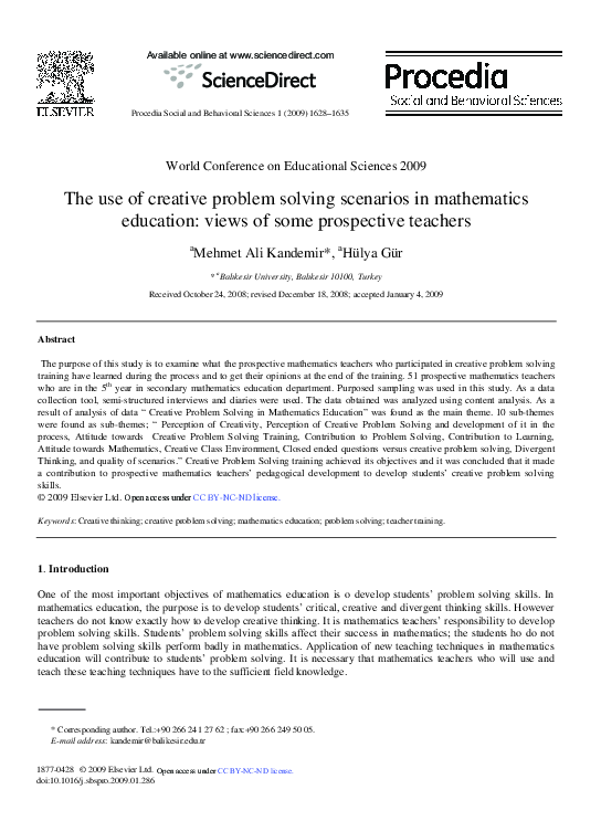 (PDF) The use of creative problem solving scenarios in mathematics ...