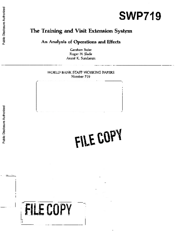 (PDF) The training and visit extension system: An analysis of ...