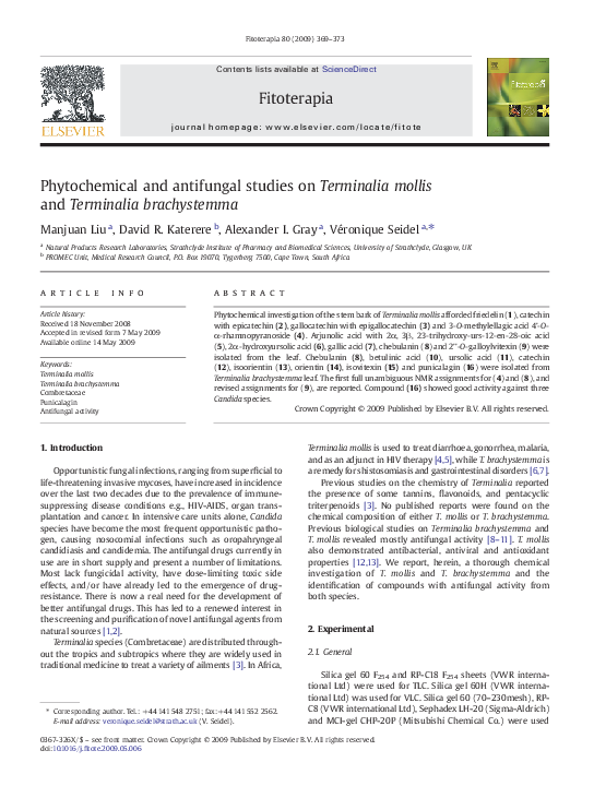 (PDF) Phytochemical and antifungal studies on Terminalia mollis and ...
