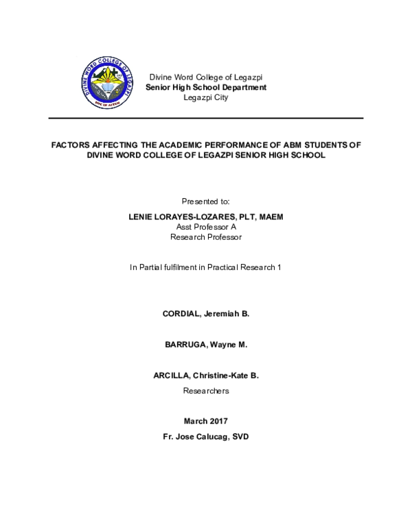 (DOC) Factors Affecting the Academic Performance of ABM Students of ...