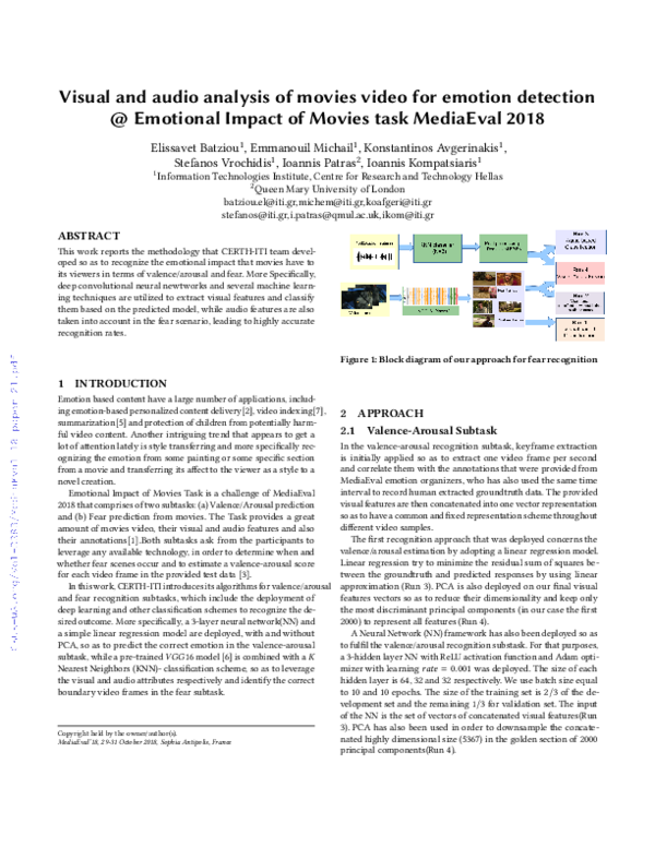 (PDF) Visual and audio analysis of movies video for emotion detection ...