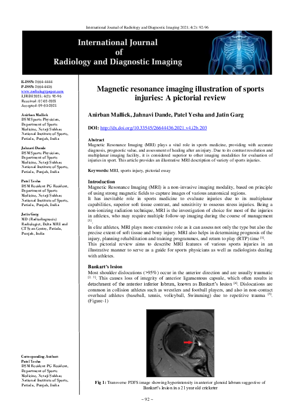 (PDF) Magnetic resonance imaging illustration of sports injuries: A ...