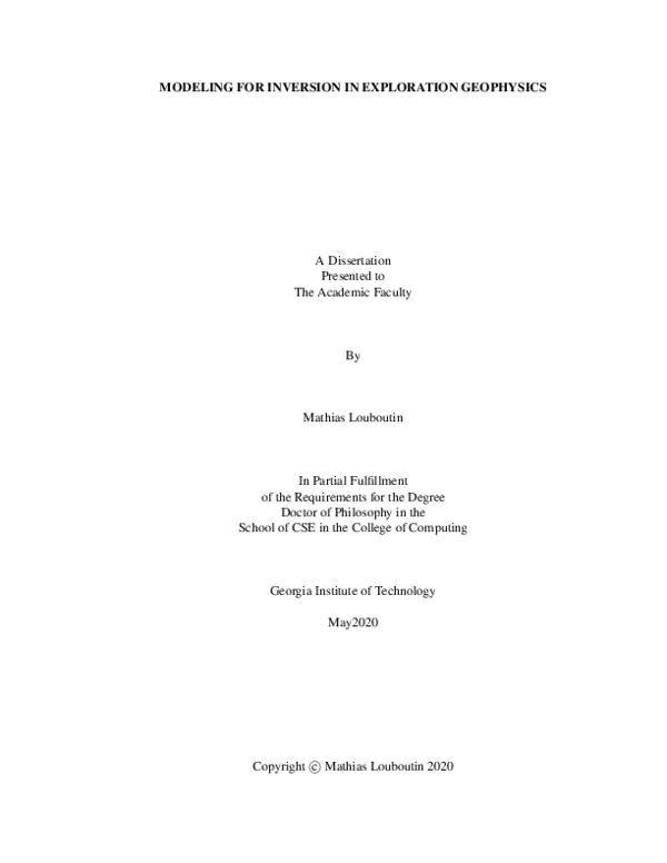 (PDF) Modeling for inversion in exploration geophysics