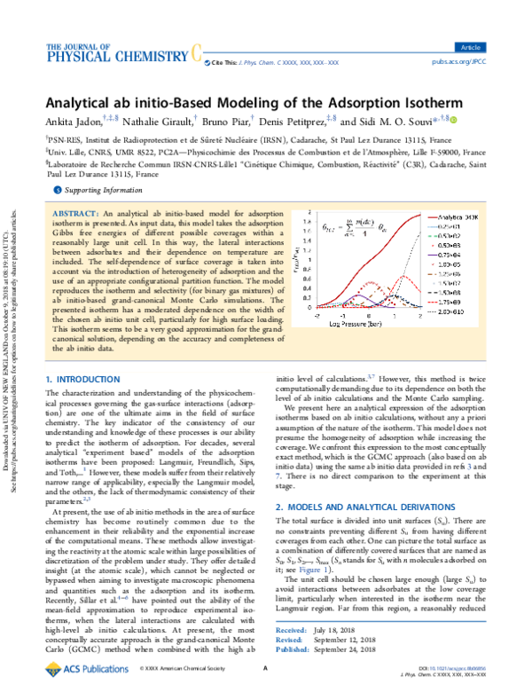 (PDF) Analytical ab initio-Based Modeling of the Adsorption Isotherm