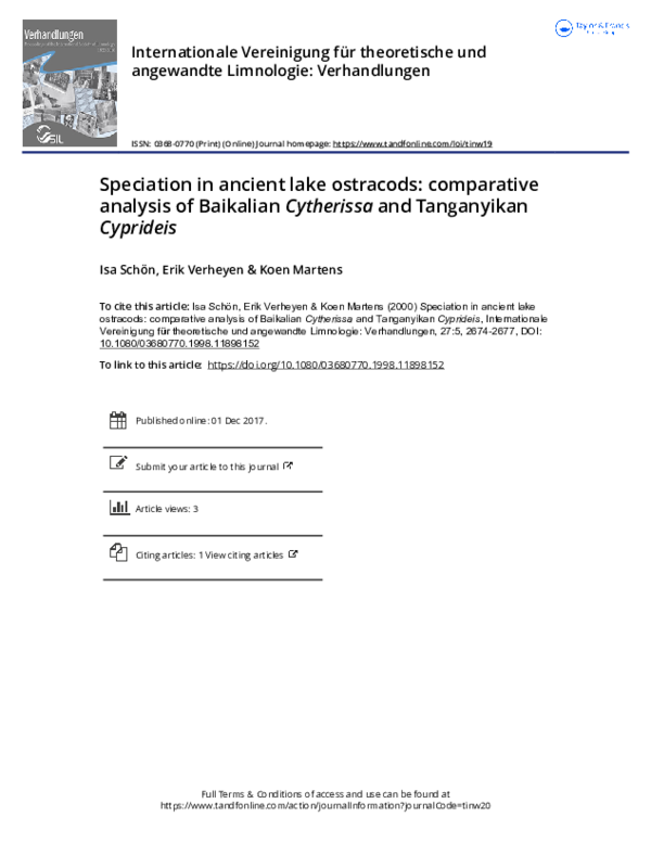 (PDF) Speciation in ancient lake ostracods: comparative analysis of ...