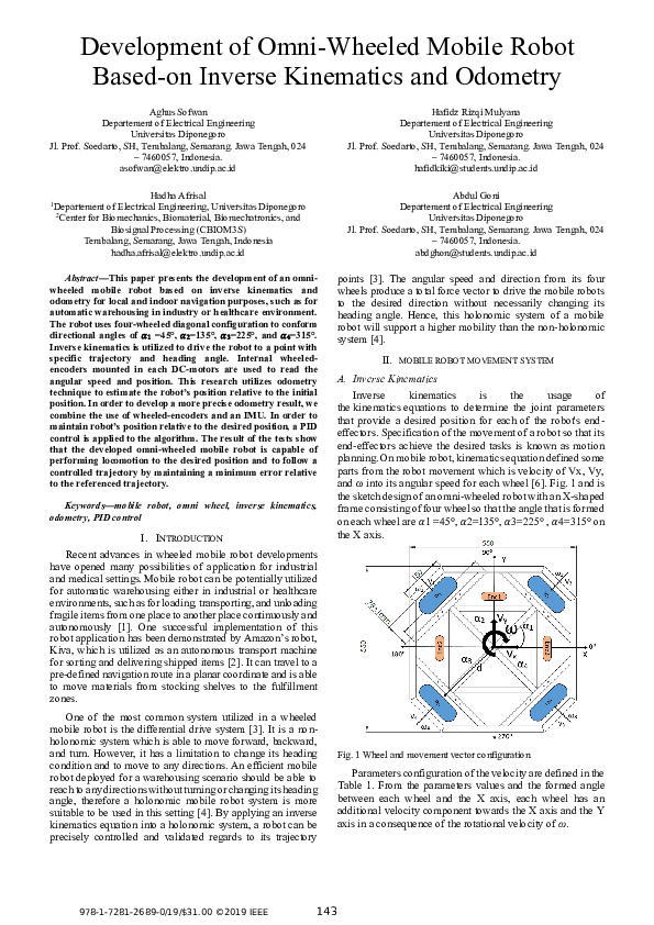 Pdf Development Of Omni Wheeled Mobile Robot Based On Inverse Kinematics And Odometry