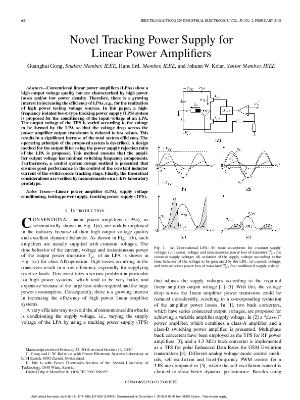 (PDF) Novel Tracking Power Supply for Linear Power Amplifiers