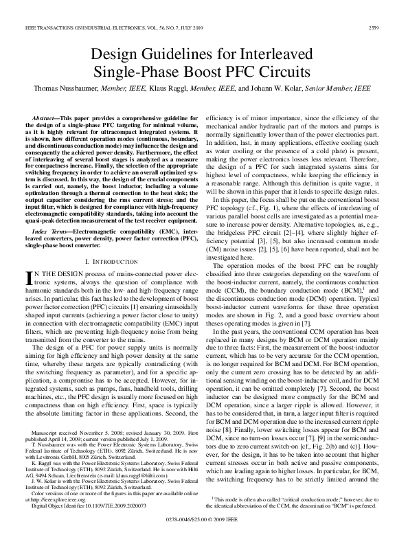 (PDF) Design Guidelines for Interleaved Single-Phase Boost PFC Circuits