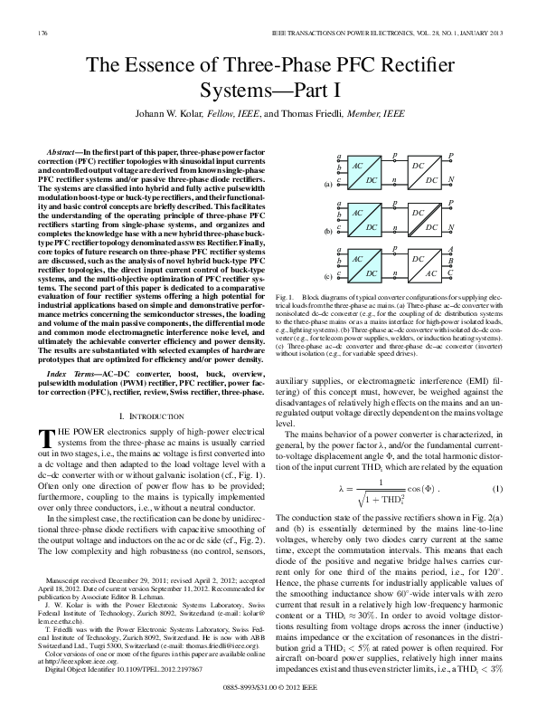Pdf The Essence Of Three Phase Pfc Rectifier Systems—part Ii