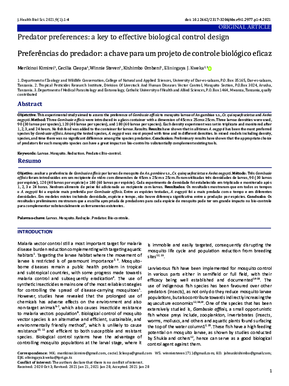 (PDF) Predator preferences: a key to effective biological control design