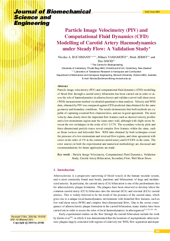 (PDF) Particle Image Velocimetry (PIV) and Computational Fluid Dynamics (CFD) Modelling of ...