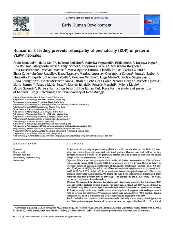 (PDF) Human milk feeding prevents retinopathy of prematurity (ROP) in ...