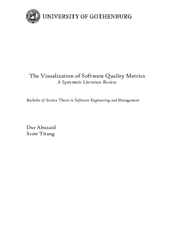 (PDF) The Visualization of Software Quality Metrics - A Systematic ...