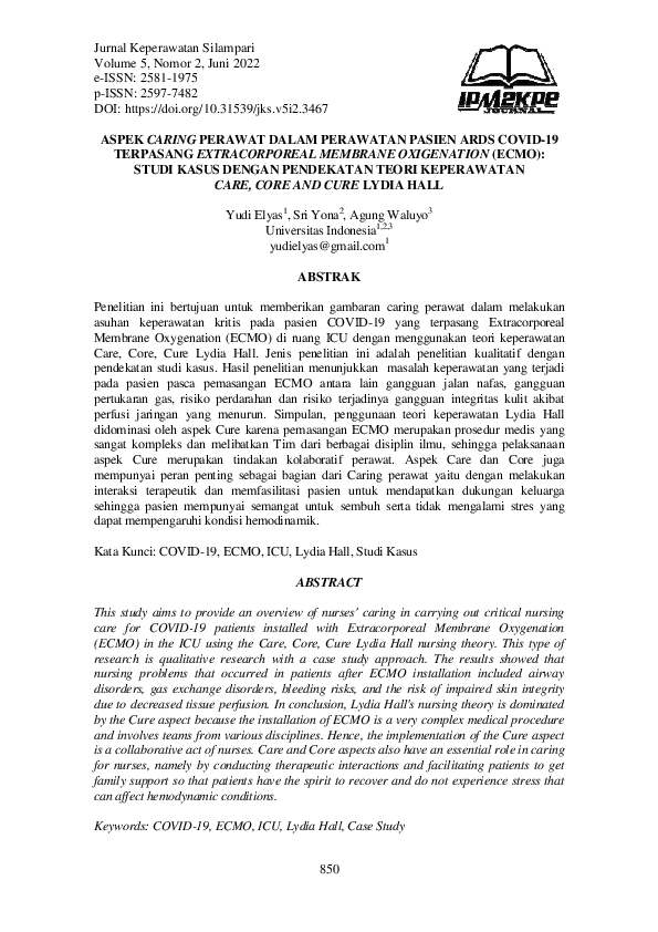 (PDF) Aspek Caring Perawat dalam Perawatan Pasien ARDS COVID-19 ...