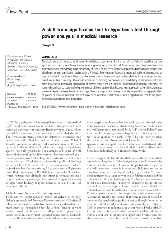 (PDF) A shift from significance test to hypothesis test through power ...
