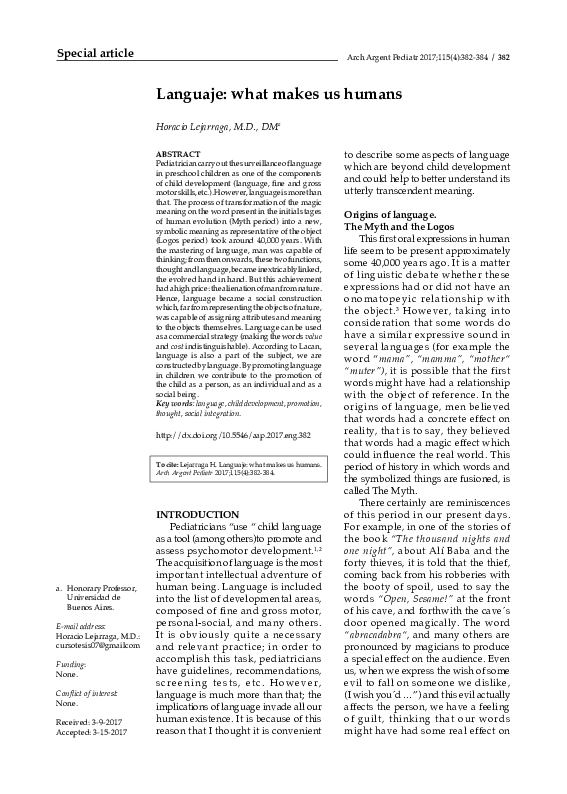 (PDF) Languaje: what makes us humans