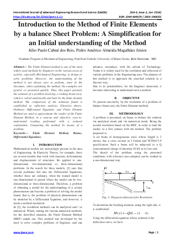 (PDF) Introduction to the Method of Finite Elements by a balance Sheet Problem: A Simplification ...