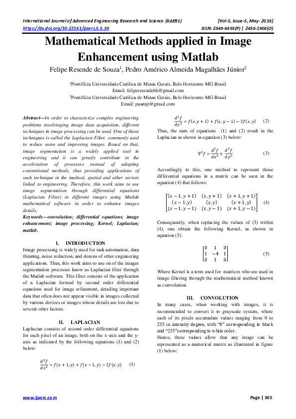 Pdf Mathematical Methods Applied In Image Enhancement Using Matlab