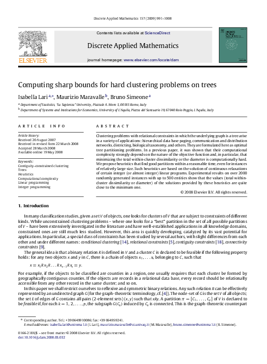 Pdf Computing Sharp Bounds For Hard Clustering Problems On Trees