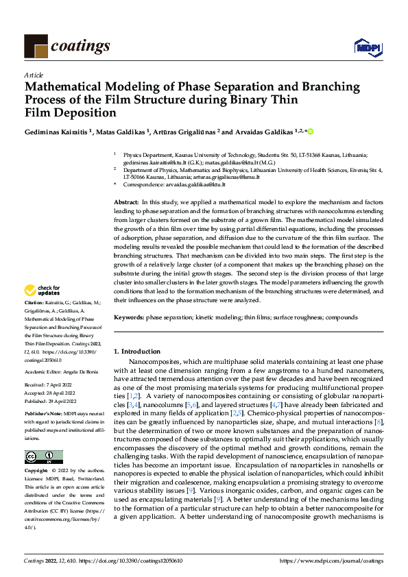 (PDF) Mathematical Modeling of Phase Separation and Branching Process of the Film Structure ...