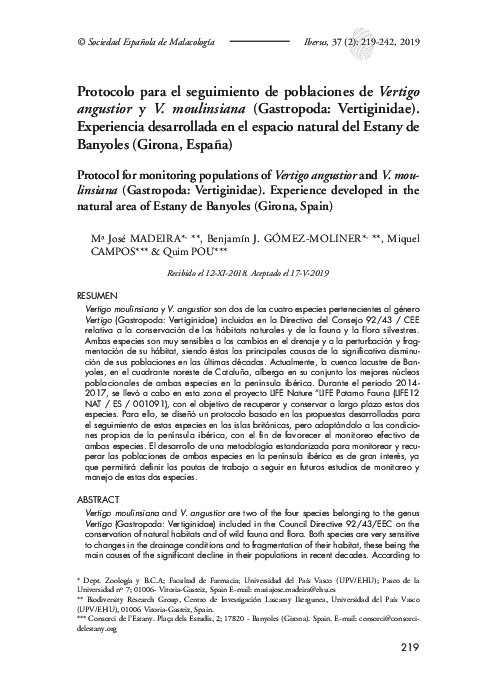 (PDF) Protocolo para el seguimiento de poblaciones de Vertigo angustior ...