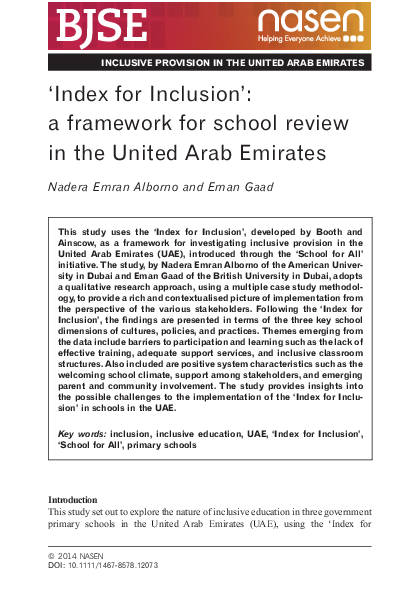 (PDF) ‘Index for Inclusion’: a framework for school review in the ...