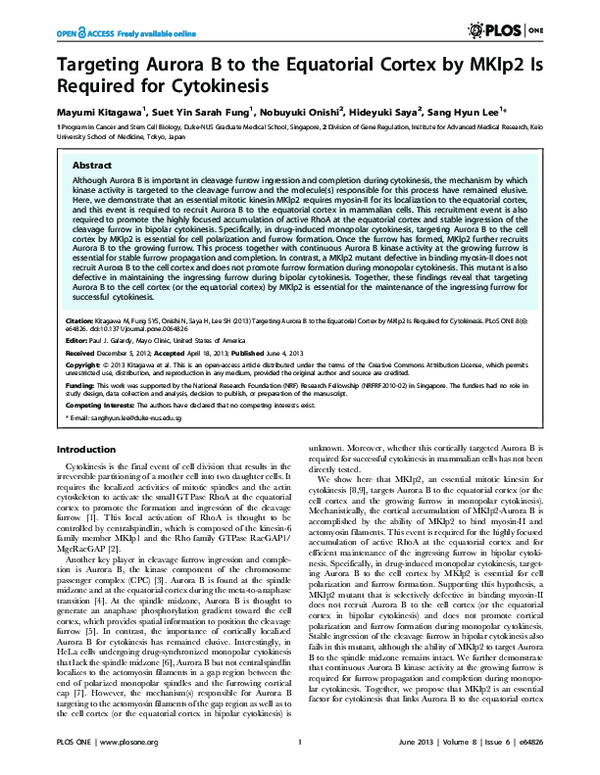 (PDF) MKlp2-Mediated Targeting of Aurora B is Essential for Cytokinesis