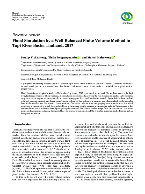 Pdf Flood Simulation By A Well Balanced Finite Volume Method In Tapi