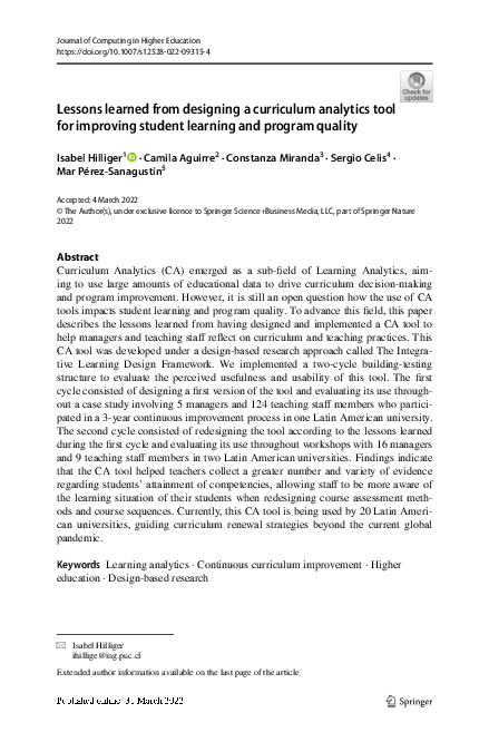 (PDF) Lessons learned from designing a curriculum analytics tool for improving student learning ...