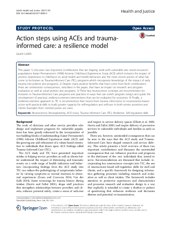 (PDF) Action steps using ACEs and trauma-informed care: a resilience model