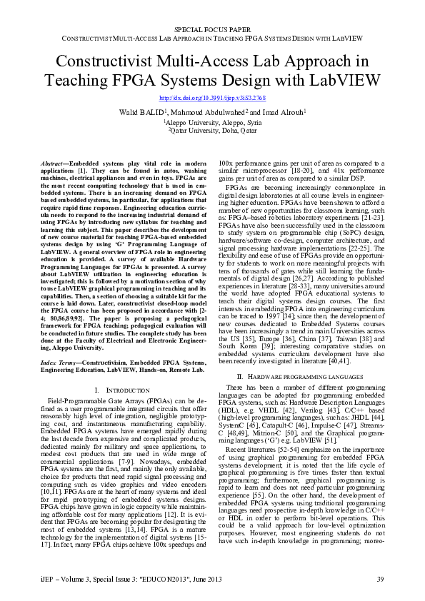 Pdf Constructivist Multi Access Lab Approach In Teaching Fpga Systems 4935