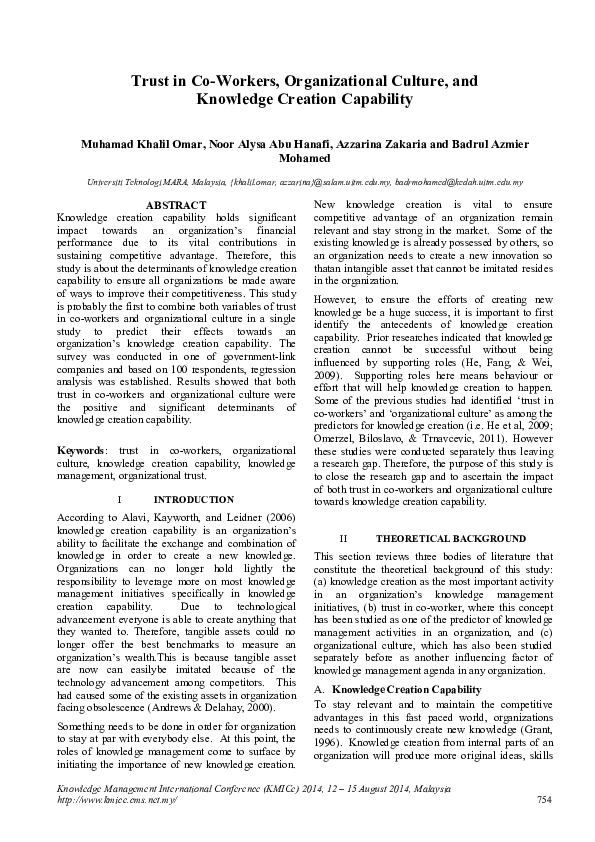 (PDF) Knowledge Creation Capability