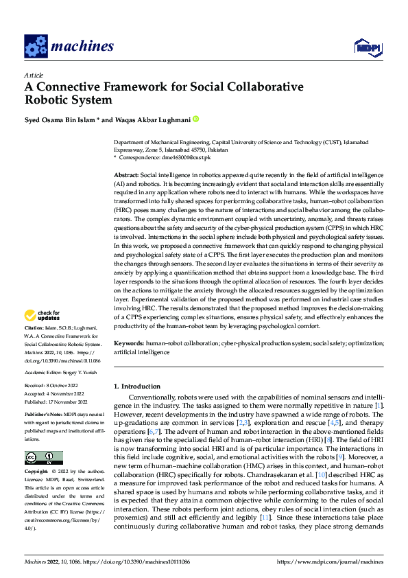(PDF) A Connective Framework for Social Collaborative Robotic System