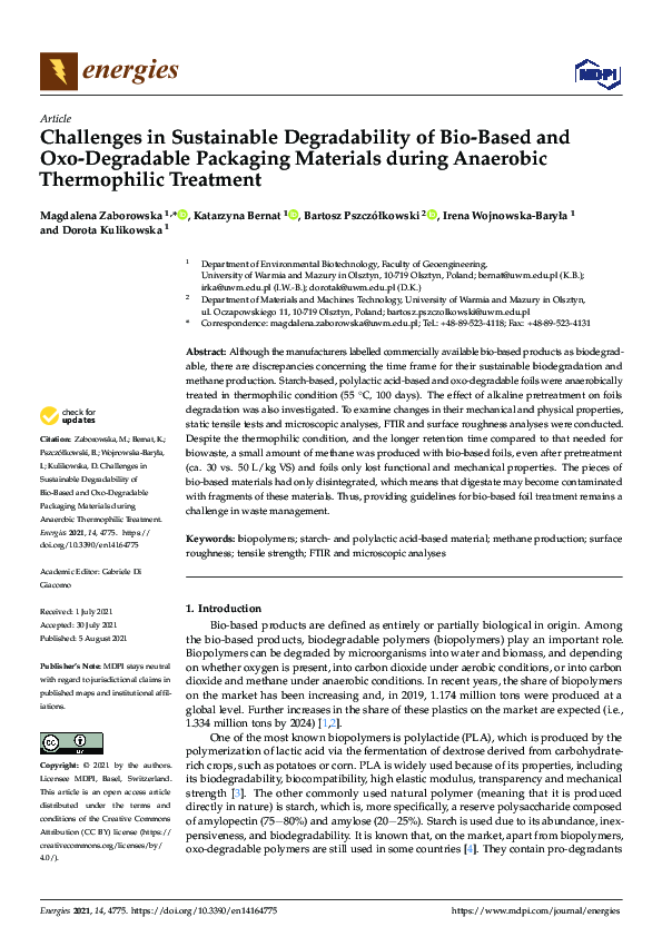 (PDF) Challenges in Sustainable Degradability of Bio-Based and Oxo ...