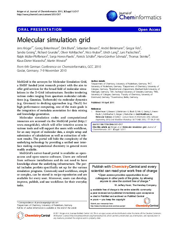 (PDF) Molecular simulation grid | Thomas Steinke - Academia.edu