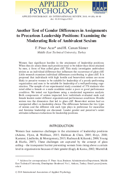 (PDF) Another Test of Gender Differences in Assignments to Precarious ...