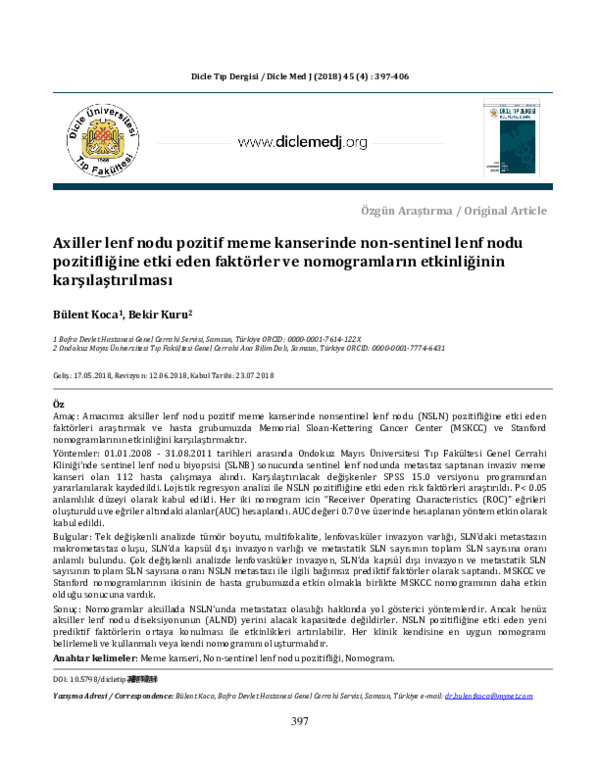 (PDF) Axiller lenf nodu pozitif meme kanserinde non-sentinel lenf nodu ...