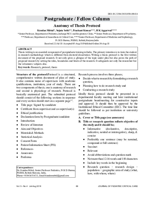 (PDF) Anatomy of thesis protocol