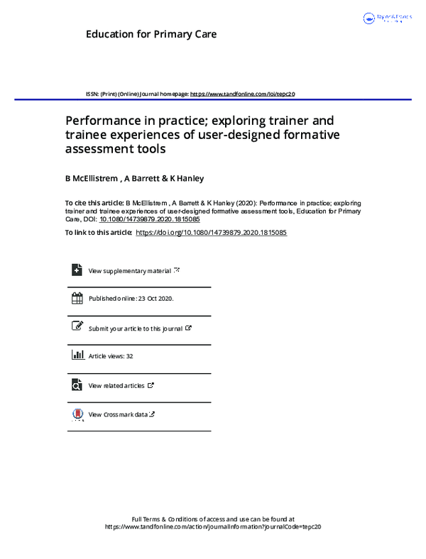 (PDF) Performance in practice; exploring trainer and trainee ...