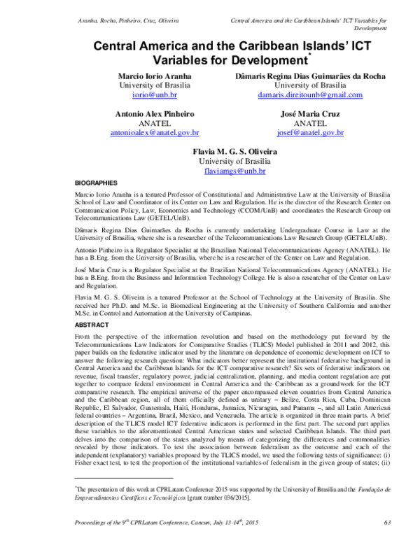 (PDF) Central America and the Caribbean Islands’ ICT Variables for ...